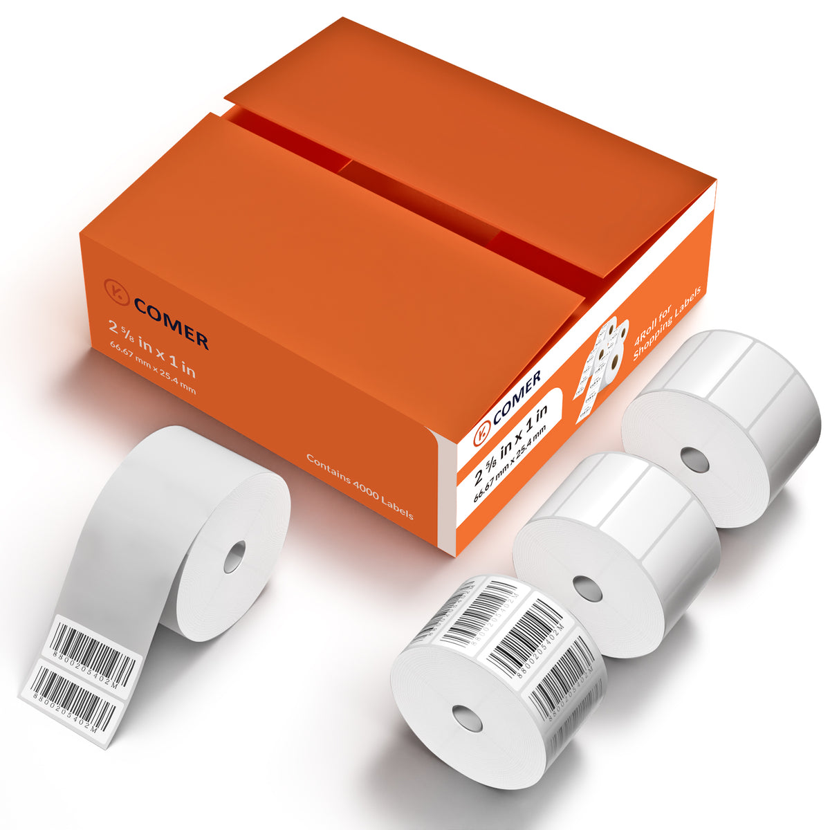 K Comer 2 5/8'' X 1'' Address Thermal Shipping Labels (4 Rolls, 8000 ...